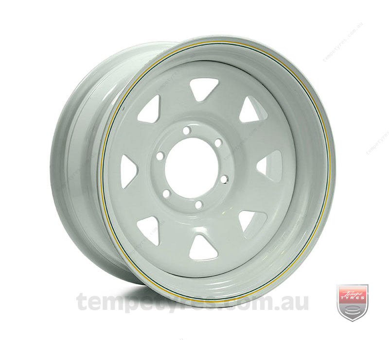 16x8.0 Gecko Steel White 6/139.7 P20 | Gecko Wheels | Tempe Tyres